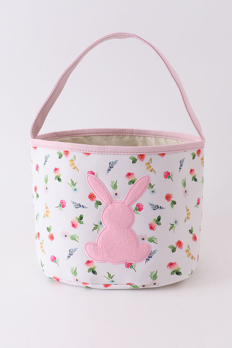 Pink easter bunny applique bucket – Abby & Evie